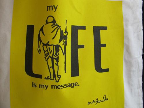 Cotton Bag: 15 x 17″: Gandhi Life | eCoexist Cotton Bag: 15 x 17″: Gandhi Life | eCoexist